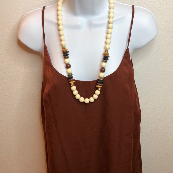 Jewelry | 14cream Tan Black Brown Chunky Beaded Necklace | Poshmark